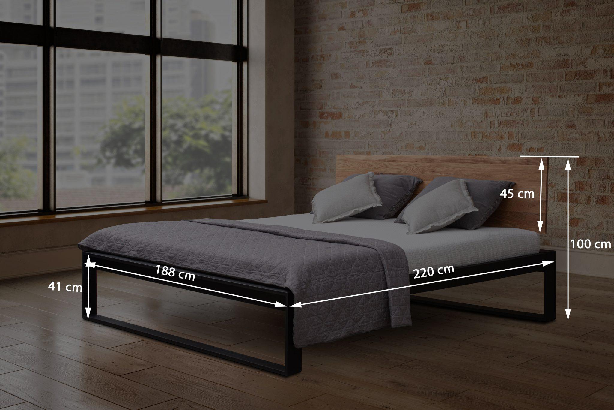 Železná postel Tara 180x200 cm v kombinaci masivní dub a kov